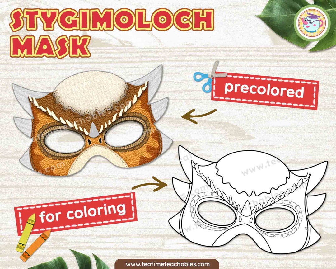 STYGIMOLOCH Dinosaur Mask: Precolored and for Coloring - Printable ...