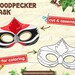 WOODPECKER Mask: in Color and for Coloring Printable Mask - Etsy
