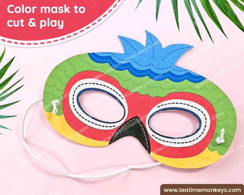 PARROT Mask: in Color and for Coloring Printable Jungle - Etsy