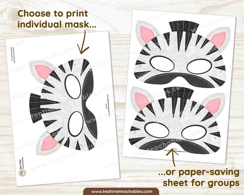 ZEBRA Mask: Precolored and for Coloring - Printable Jungle Animals Mask ...