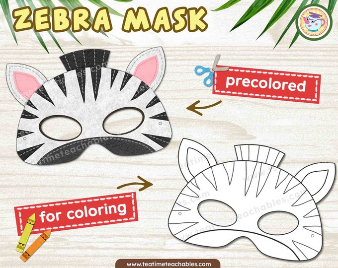 Jungle Animals Printable Masks, Monkey Mask, Zebra, Tiger, Elephant ...
