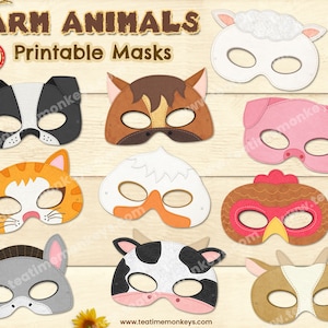 FARM ANIMALS Masks TEN Printable Masks Costume Fancy - Etsy