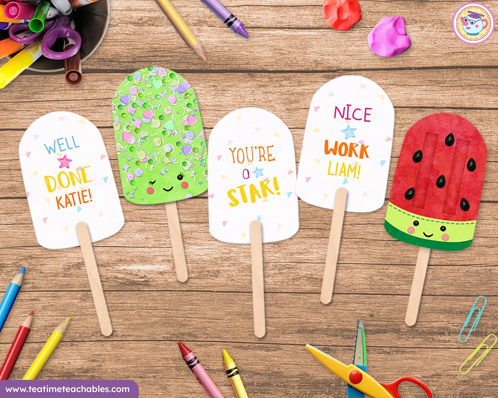 Popsicle Ice Pops - CUTE FRUIT - Editable Kid's Party Favors, Party ...