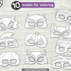 Halloween Masks for Kids: 10 Printable Masks to Color (PDF) - Halloween ...