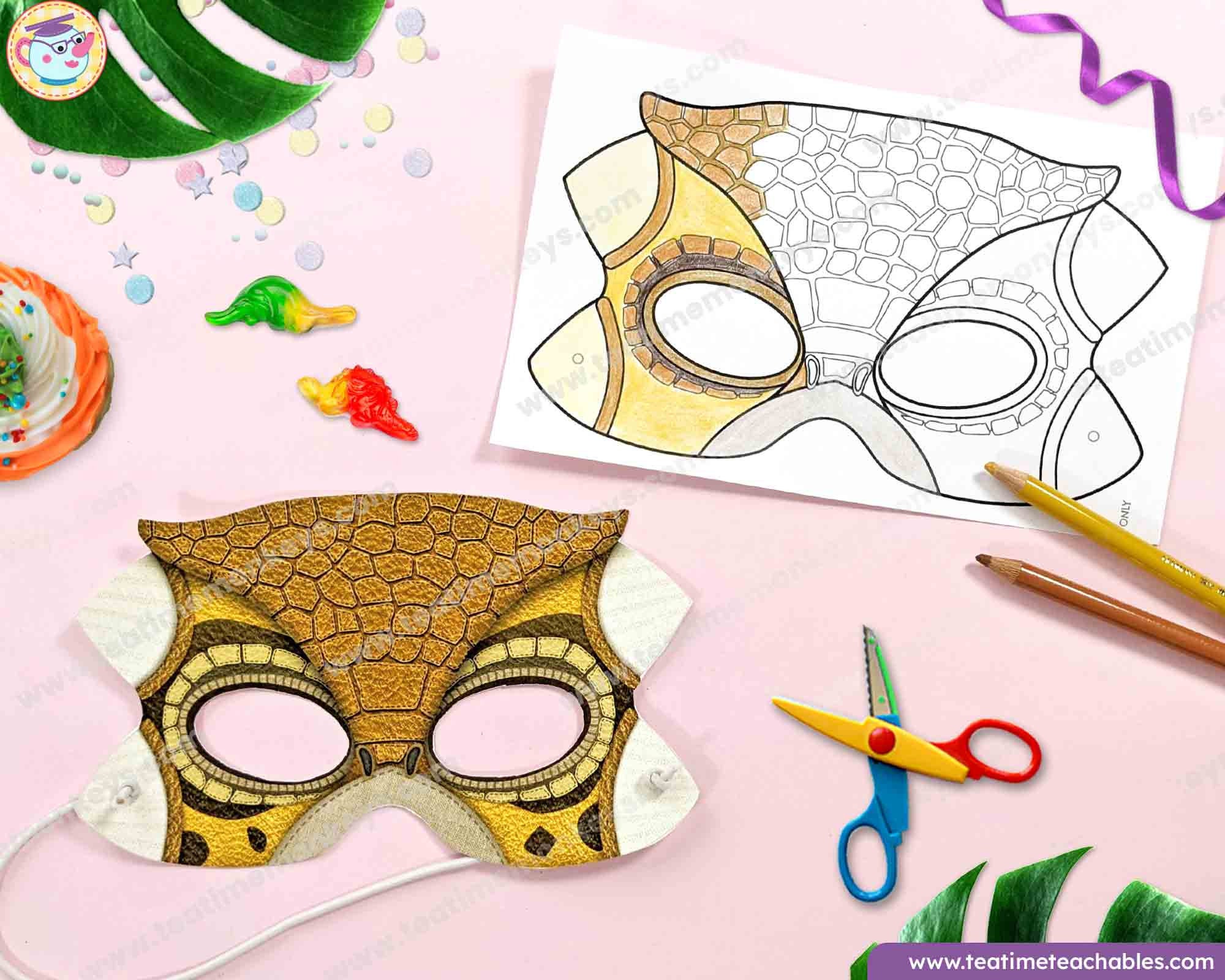 ANKYLOSAURUS Dinosaur Mask: Precolored & for Coloring Printable ...