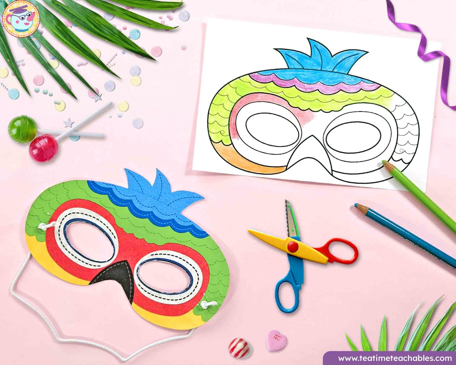 PARROT Mask: in Color and for Coloring Printable Jungle Animals Mask ...