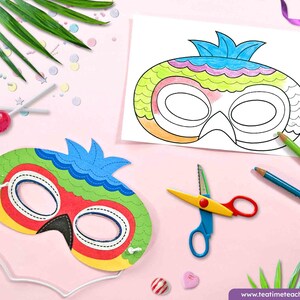 PARROT Mask: in Color and for Coloring - Printable Jungle Animals Mask ...