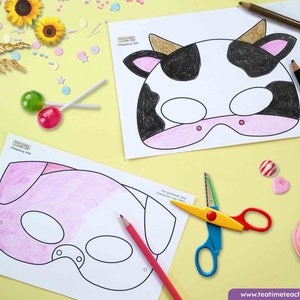 FARM ANIMALS Masks | Ten Printable Masks to Color and Decorate | PDF ...