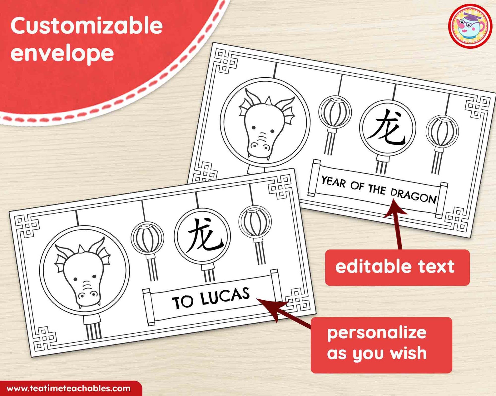 Year of the Dragon Craft: Printable Mask & Lucky Red Envelope With ...