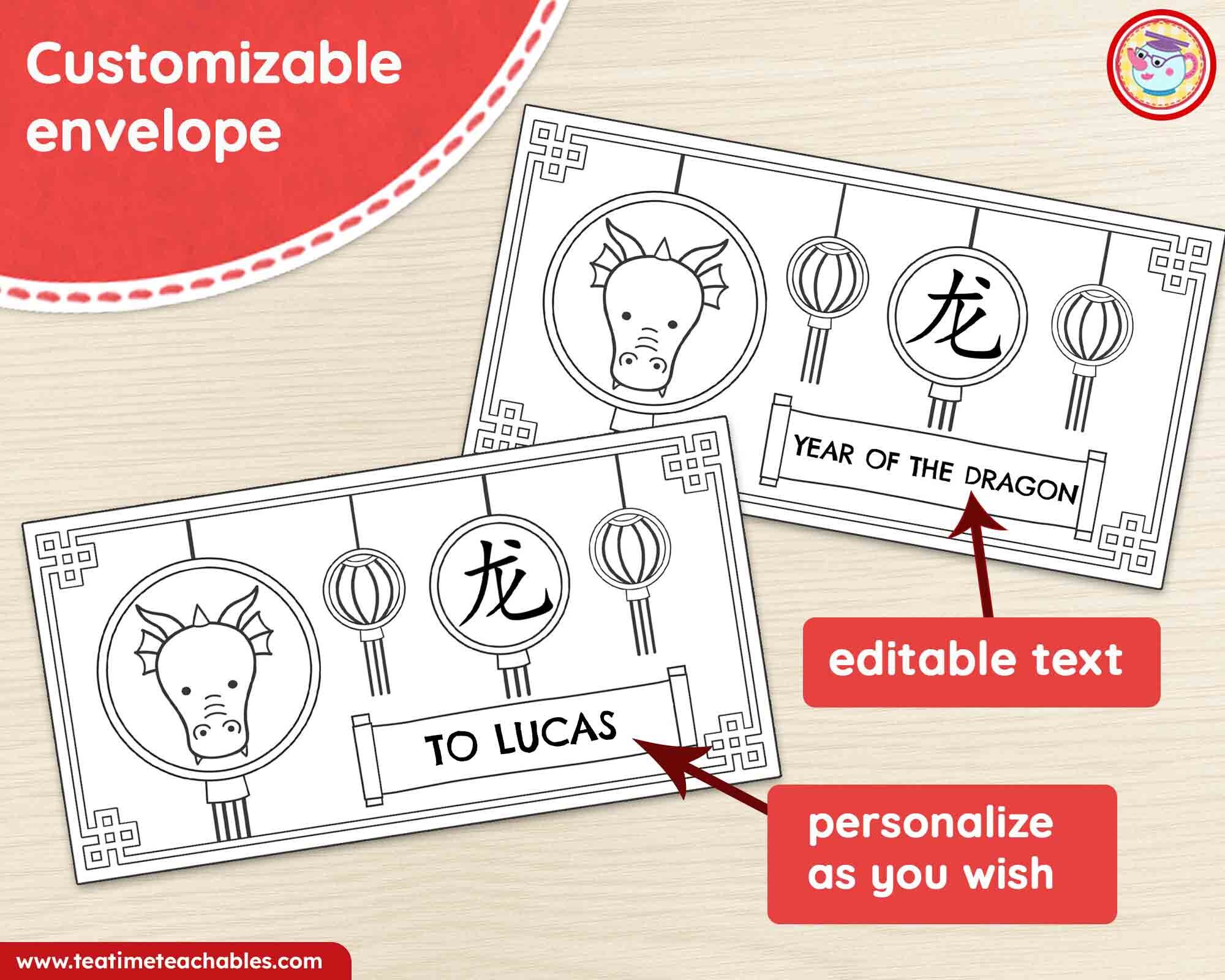 Year of the Dragon Craft: Printable Mask & Lucky Red Envelope With ...