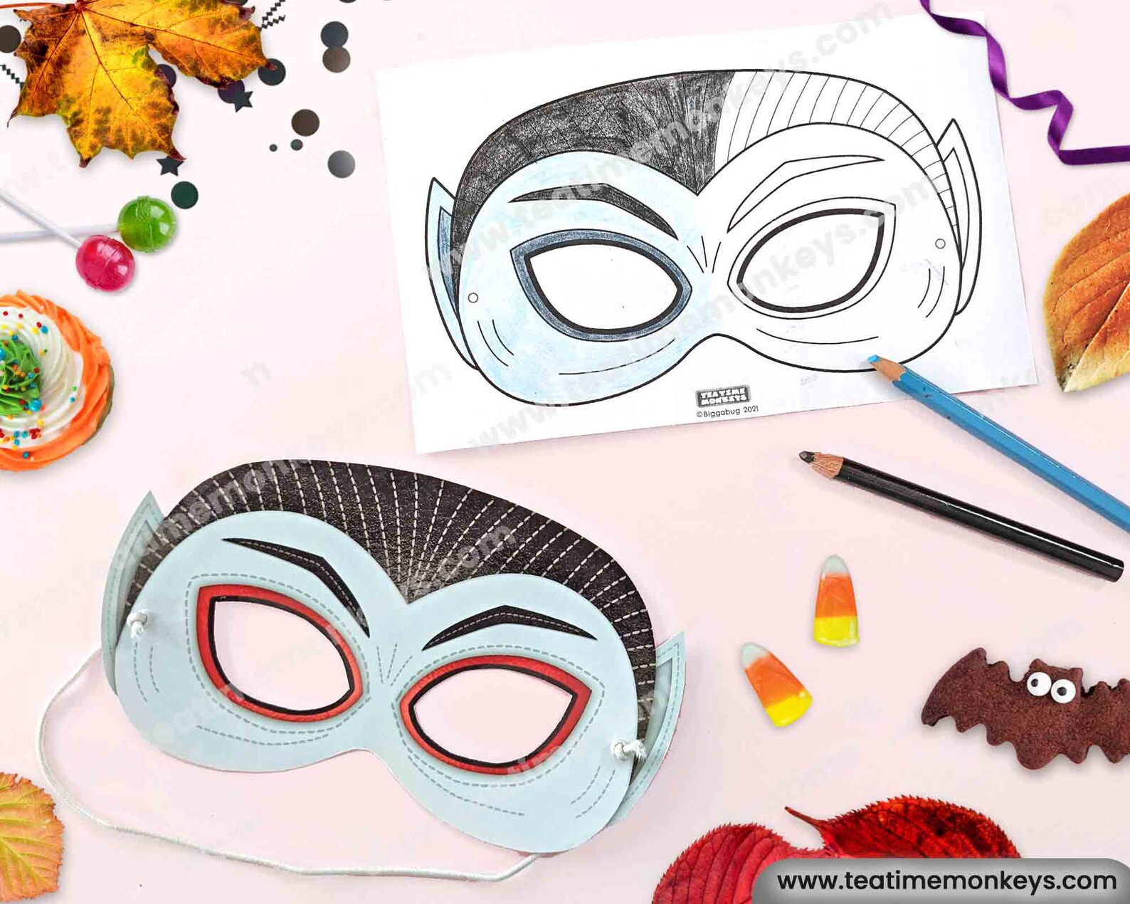 VAMPIRE Mask: in Color and for Coloring Printable Halloween - Etsy