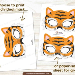 TIGER Mask: in Color and for Coloring - Printable Jungle Animals Mask ...