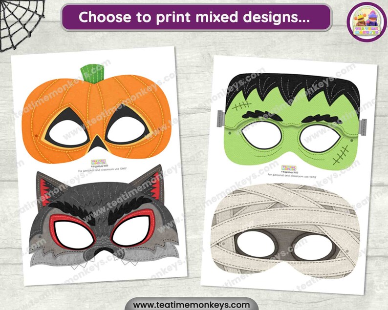HALLOWEEN Masks for Kids TEN Printable Masks in Color PDF Halloween ...