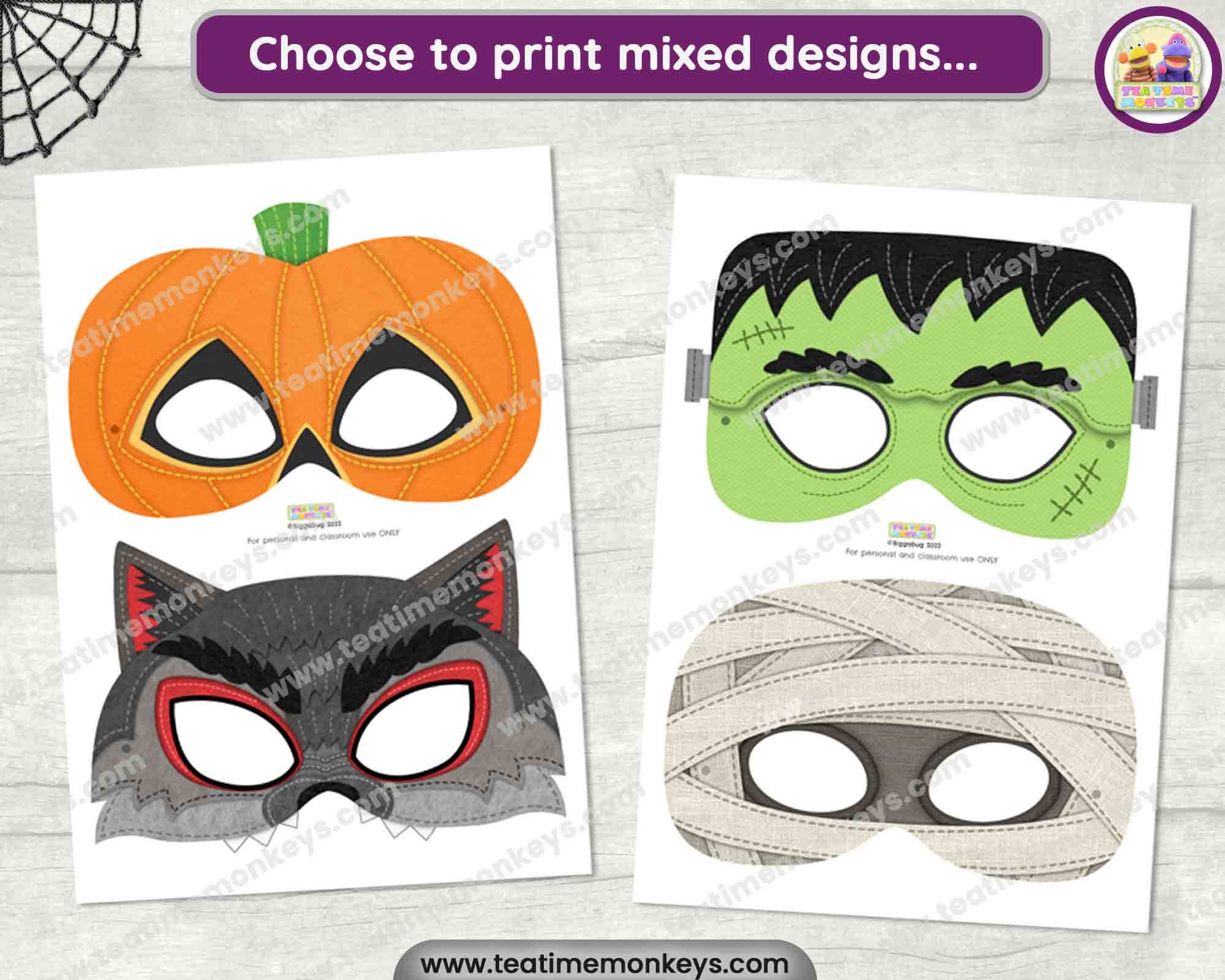 HALLOWEEN Masks for Kids TEN Printable Masks in Color PDF Halloween ...