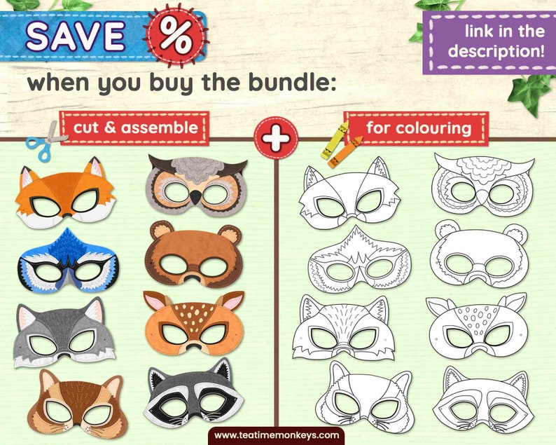 CHIPMUNK Mask: in Color and for Coloring Printable Mask for Kids PDF ...