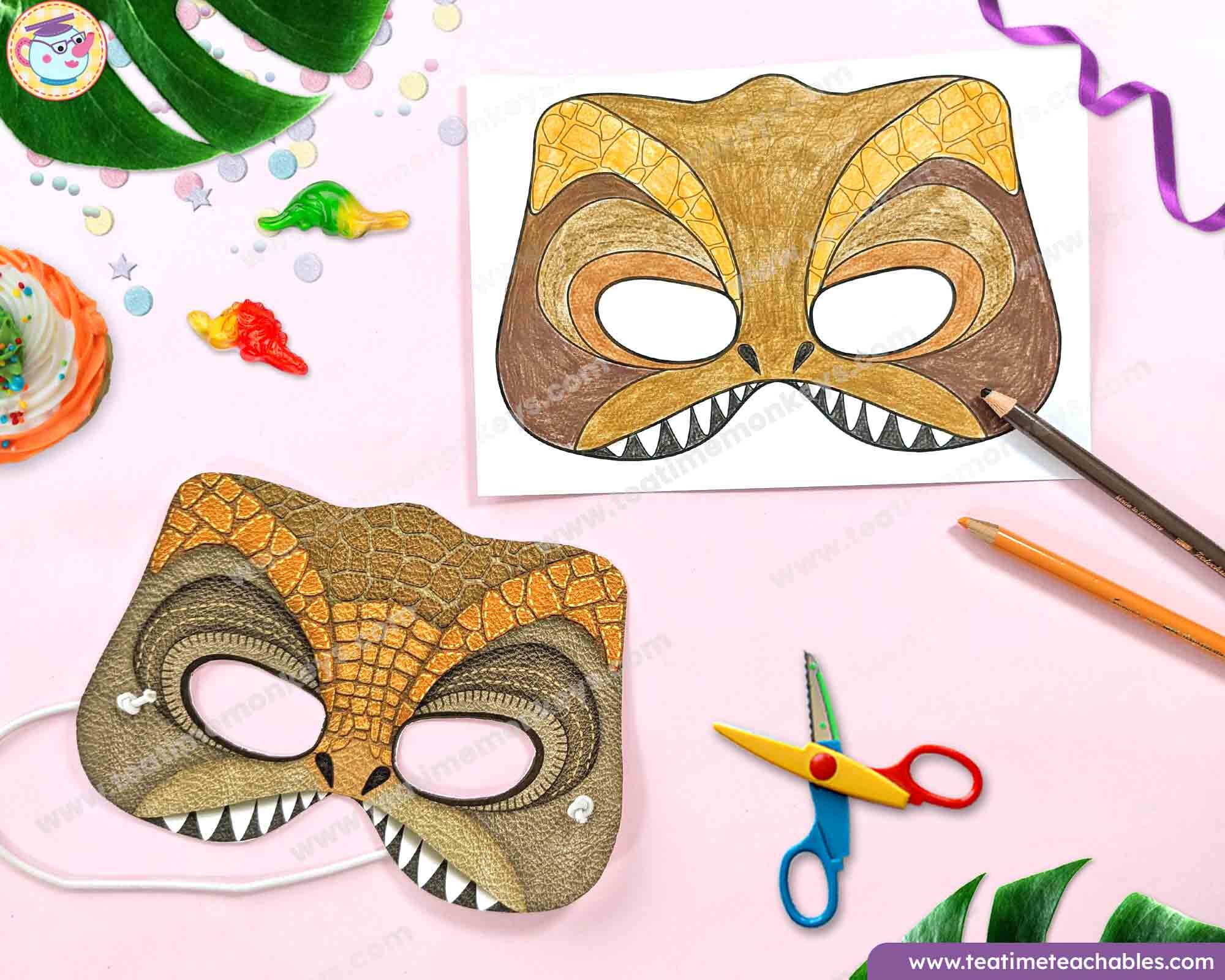 T-REX Dinosaur Mask: Precolored and for Coloring Printable Dinosaur ...