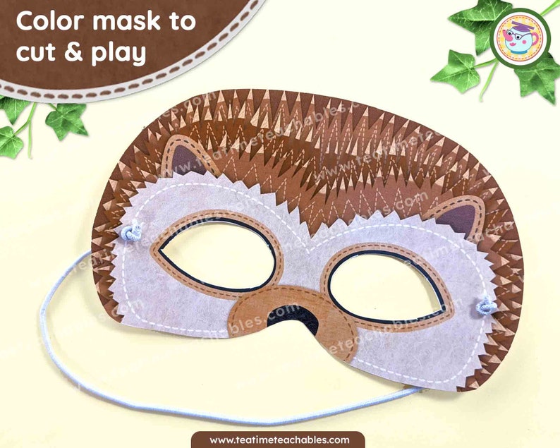 Printable Hedgehog Mask: Precolored & Coloring Activity (PDF) - Etsy ...