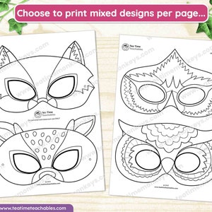 FOREST ANIMALS Masks Set 1 - EIGHT Printable Masks for Coloring ...
