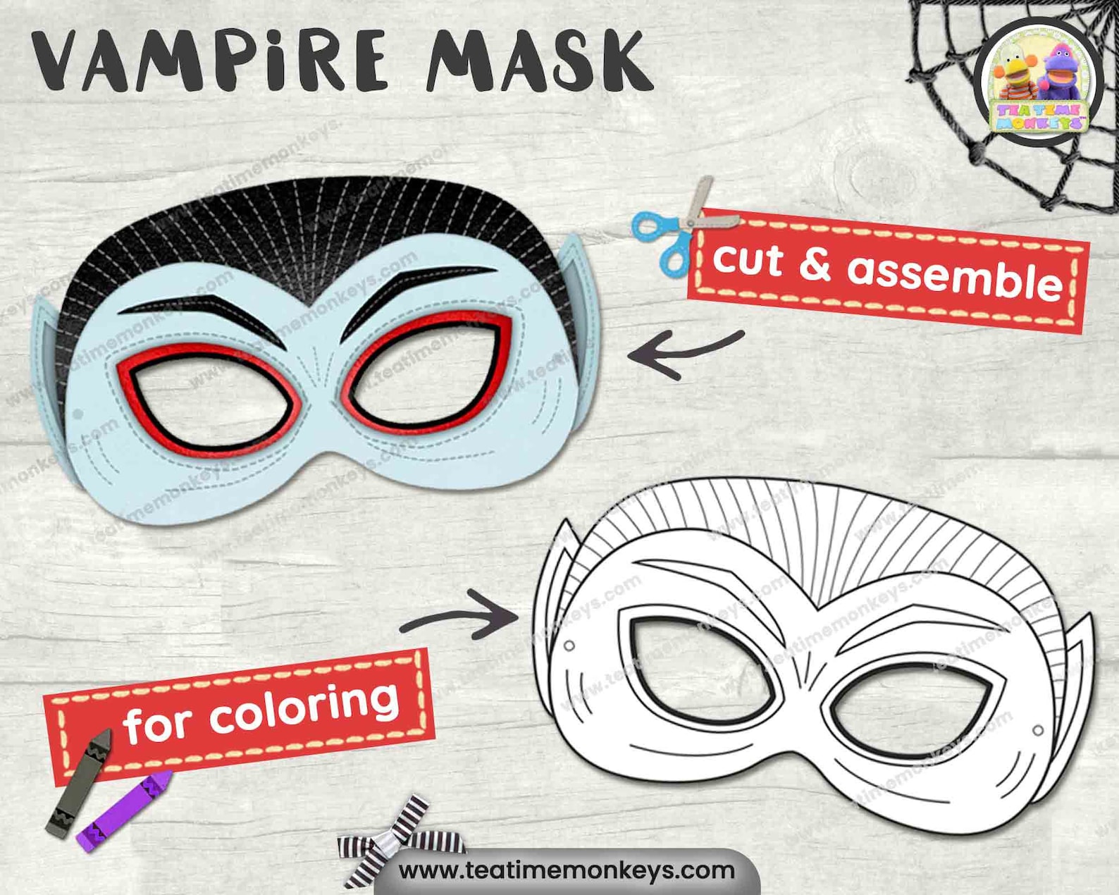 VAMPIRE Mask: in Color and for Coloring Printable Halloween - Etsy