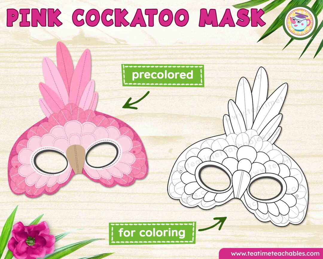 Printable Pink Cockatoo Mask: Kids Galah Costume (DIY PDF) - Etsy