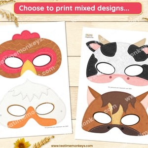 FARM ANIMALS Masks Bundle 20 Printable Masks Costume - Etsy
