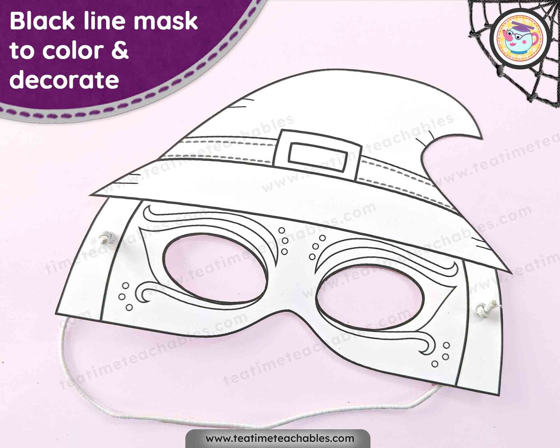 WITCH Mask: Precolored and for Coloring Printable Halloween Mask for ...
