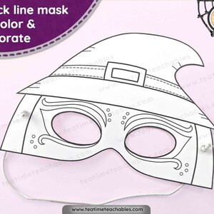 WITCH Mask: Precolored and for Coloring - Printable Halloween Mask for ...