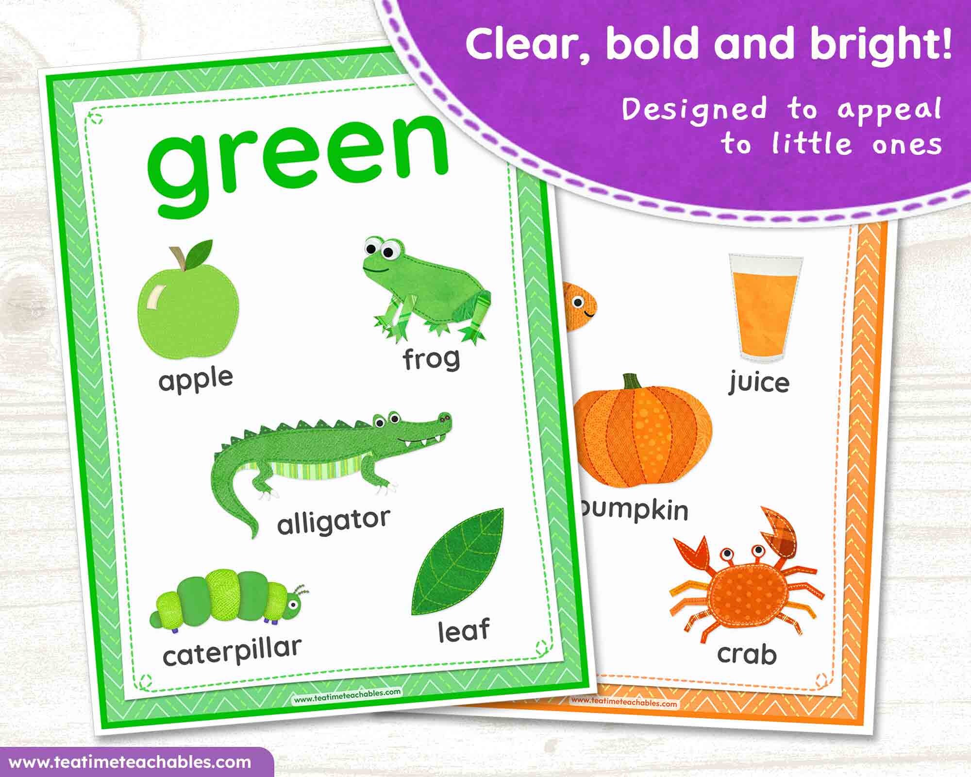 Learn the Colors | Pack of Classroom Wall Posters | PDF | Educational ...