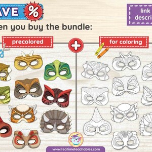 TRICERATOPS Dinosaur Mask: Precolored and for Coloring - Printable ...