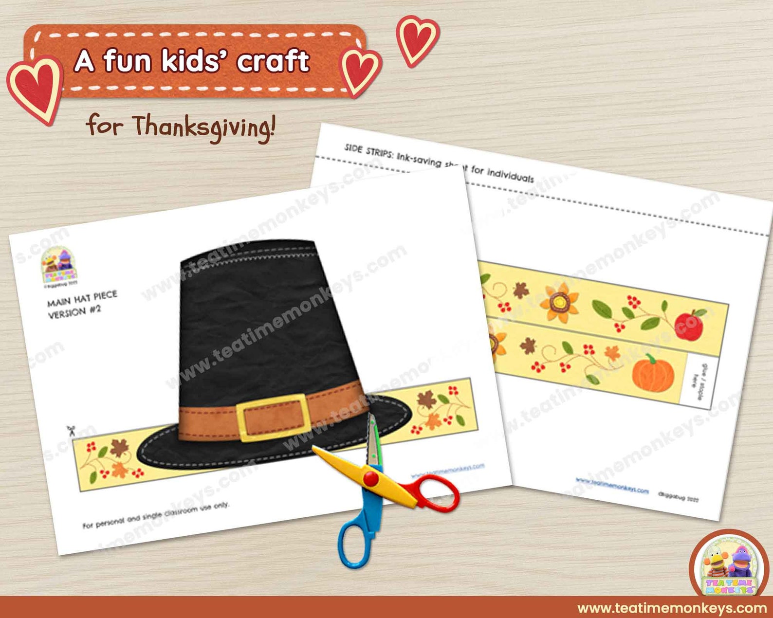Printable Pilgrim Hat BUNDLE: Pre-colored and for Coloring Easy ...
