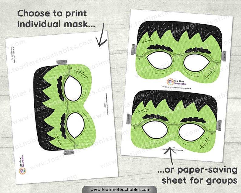 Printable Frankenstein Mask: Precolored & Coloring Halloween Craft (PDF ...