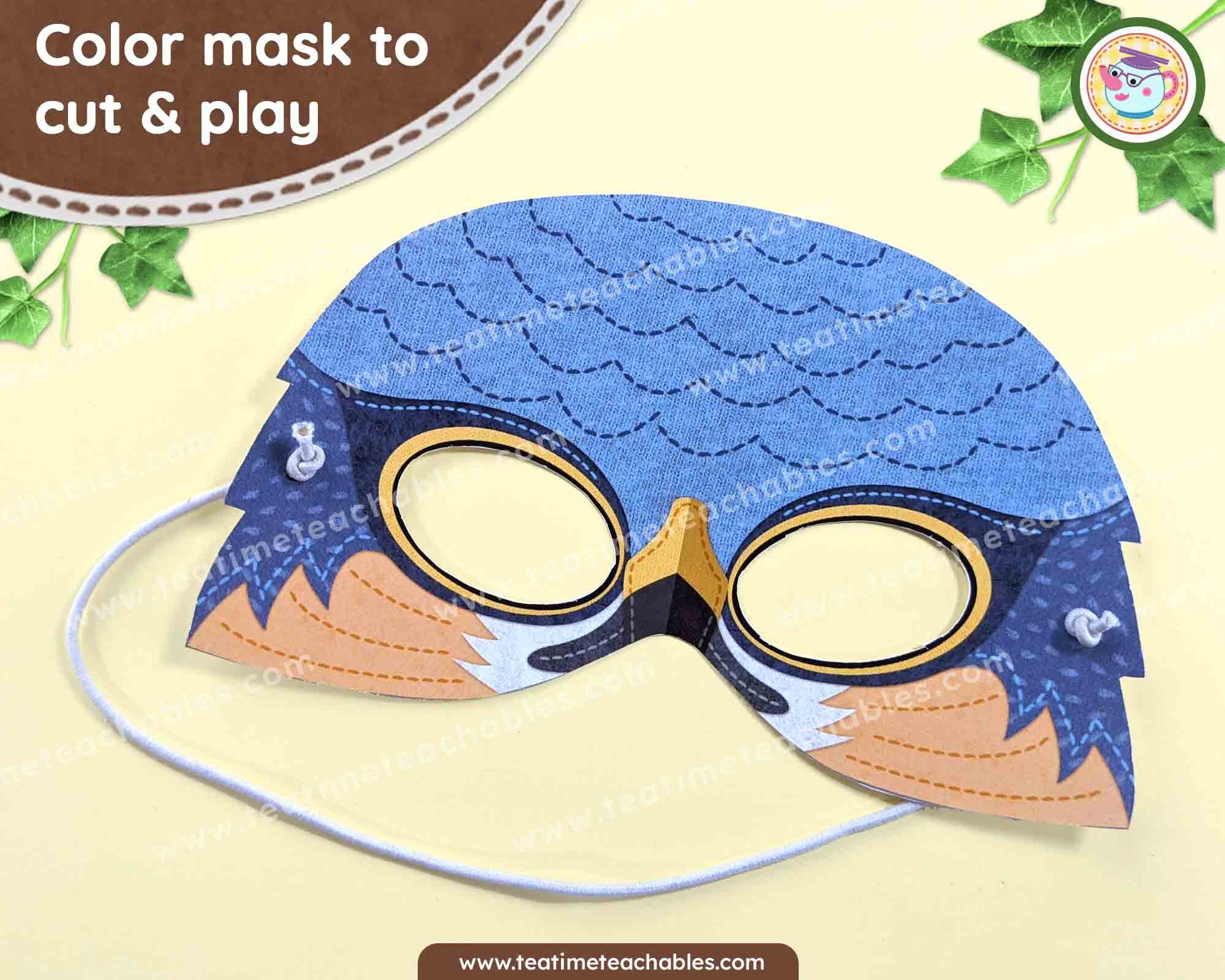 HAWK Mask: Precolored and for Coloring - Printable Mask for Kids - PDF ...