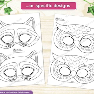 FOREST ANIMALS Masks Set 1 - EIGHT Printable Masks for Coloring ...
