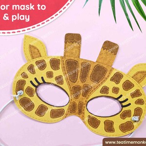 GIRAFFE Mask: in Color and for Coloring Jungle Animals | Etsy