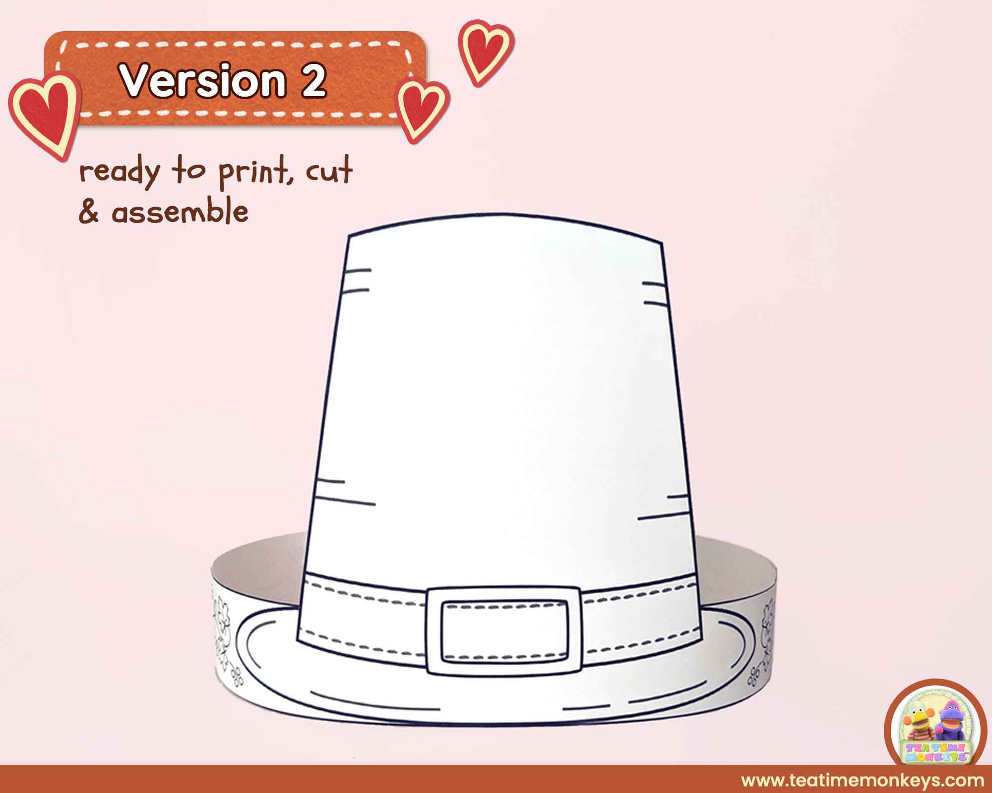 Printable Pilgrim Hat for Coloring Easy Thanskgiving Craft - Etsy
