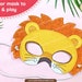 LION Mask: in Color and for Coloring - Printable Jungle Animals Mask ...