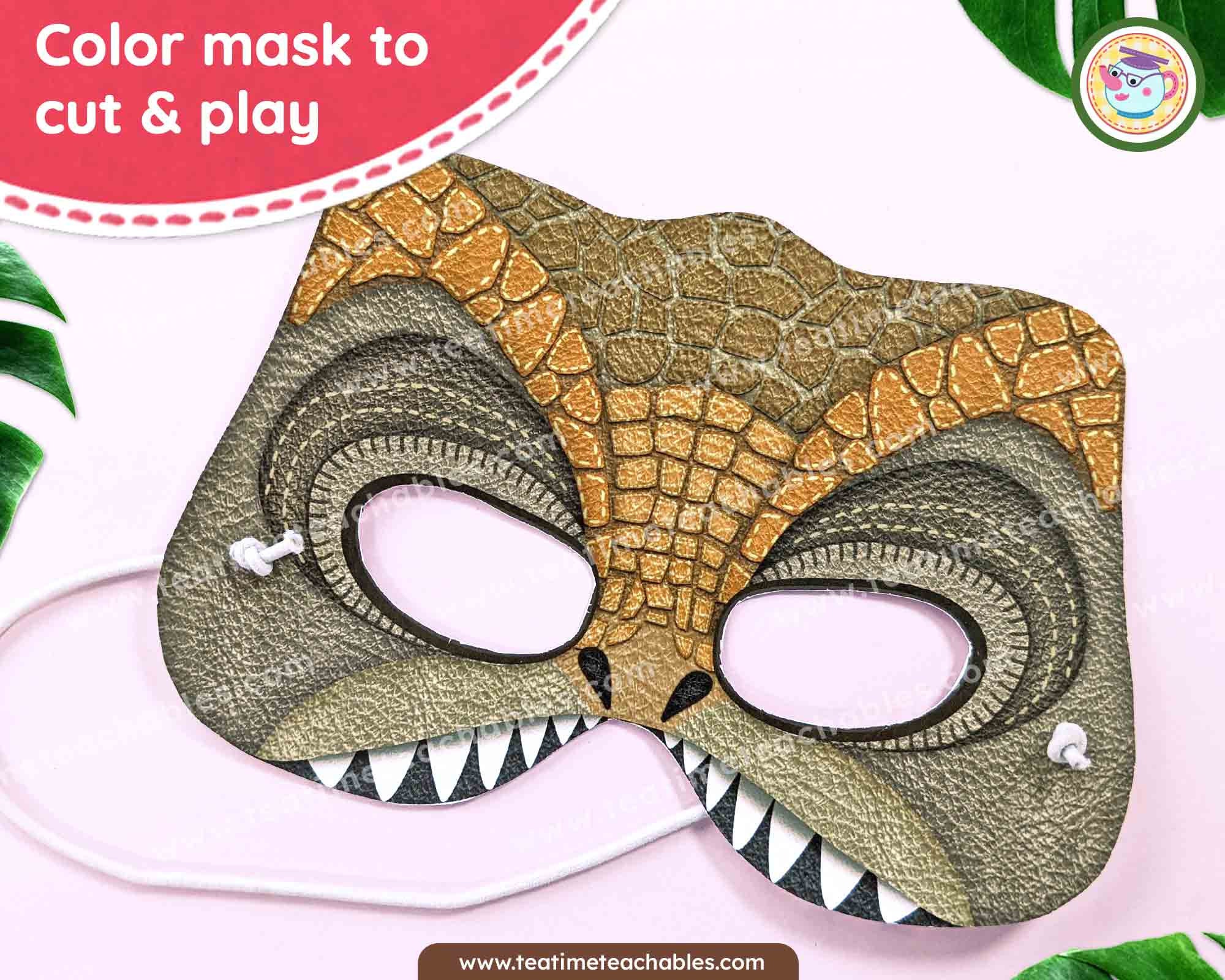 T-REX Dinosaur Mask: Precolored and for Coloring Printable Dinosaur ...