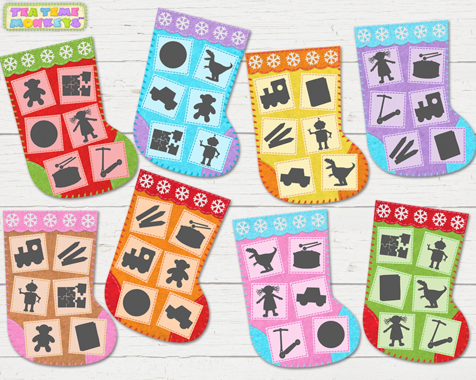 Stocking Surprise PRINT & PLAY Matching Game for Kids - Etsy