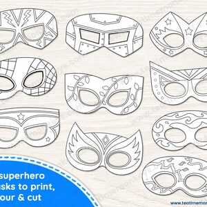 SUPERHEROES Masks for Kids Bundle 20 Printable Masks: Color for ...