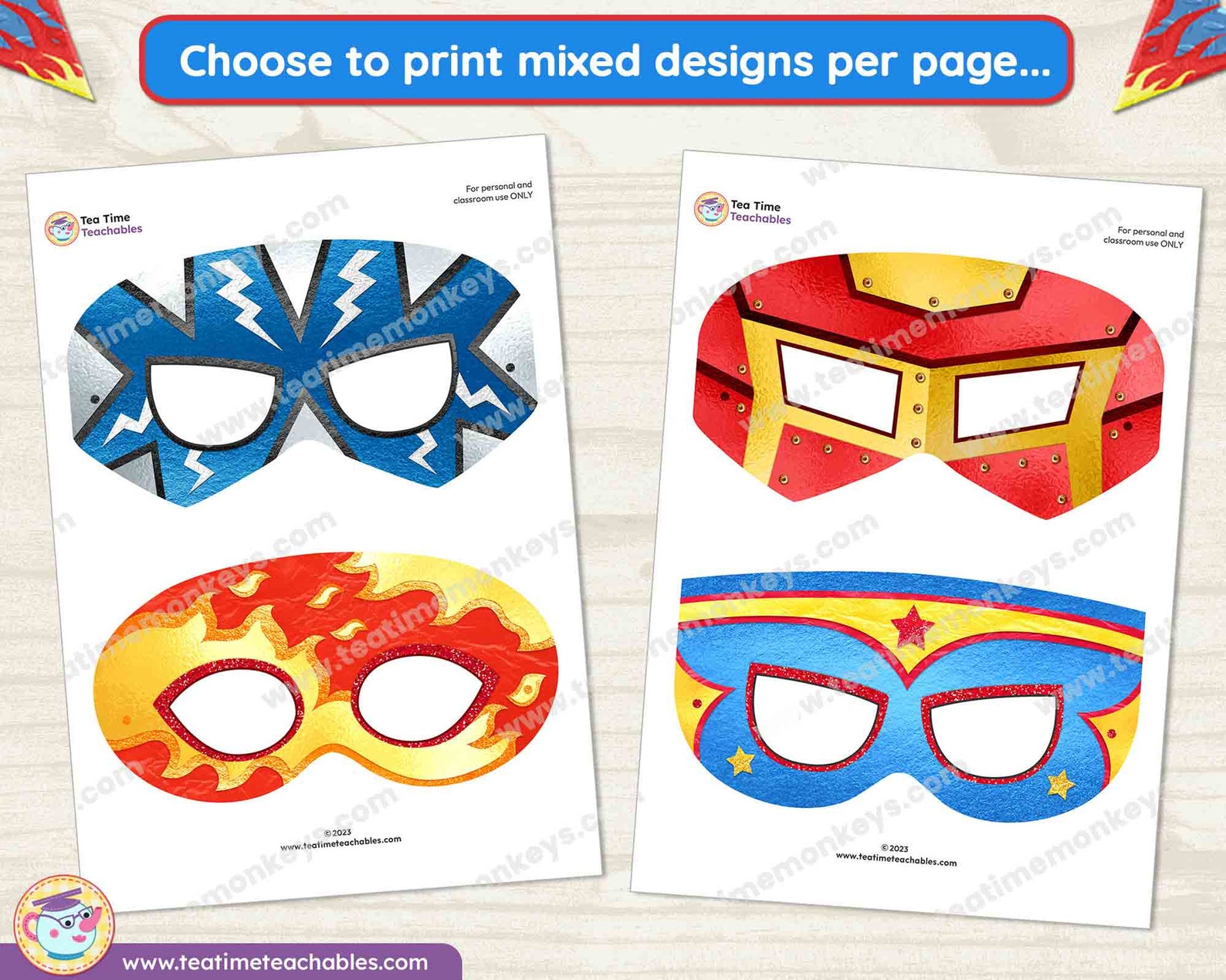 SUPERHEROES Masks for Kids | Ten Printable Masks & Wristbands ...
