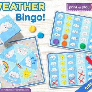 Weather BINGO Game for Kids: Printable Educational Game & Craft (PDF ...