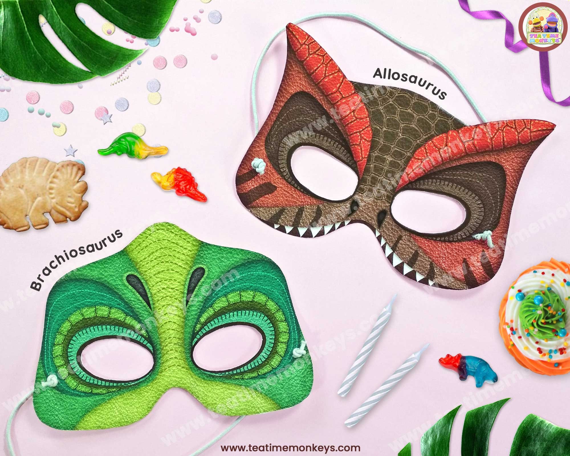 DINOSAURS Masks for Kids TEN Printable Masks in Color PDF Dinosaur ...