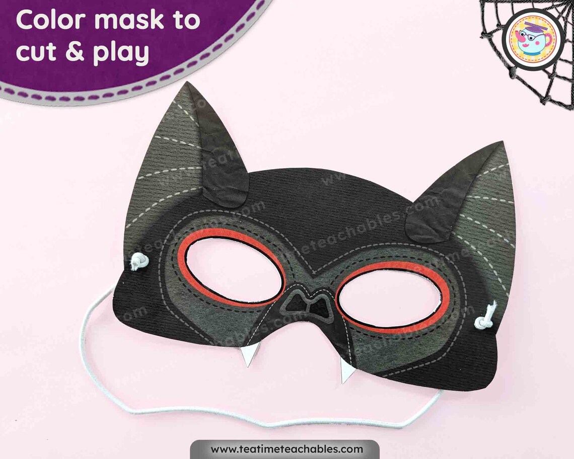 Printable Vampire Bat Mask: Halloween Costume Craft for Kids (PDF ...