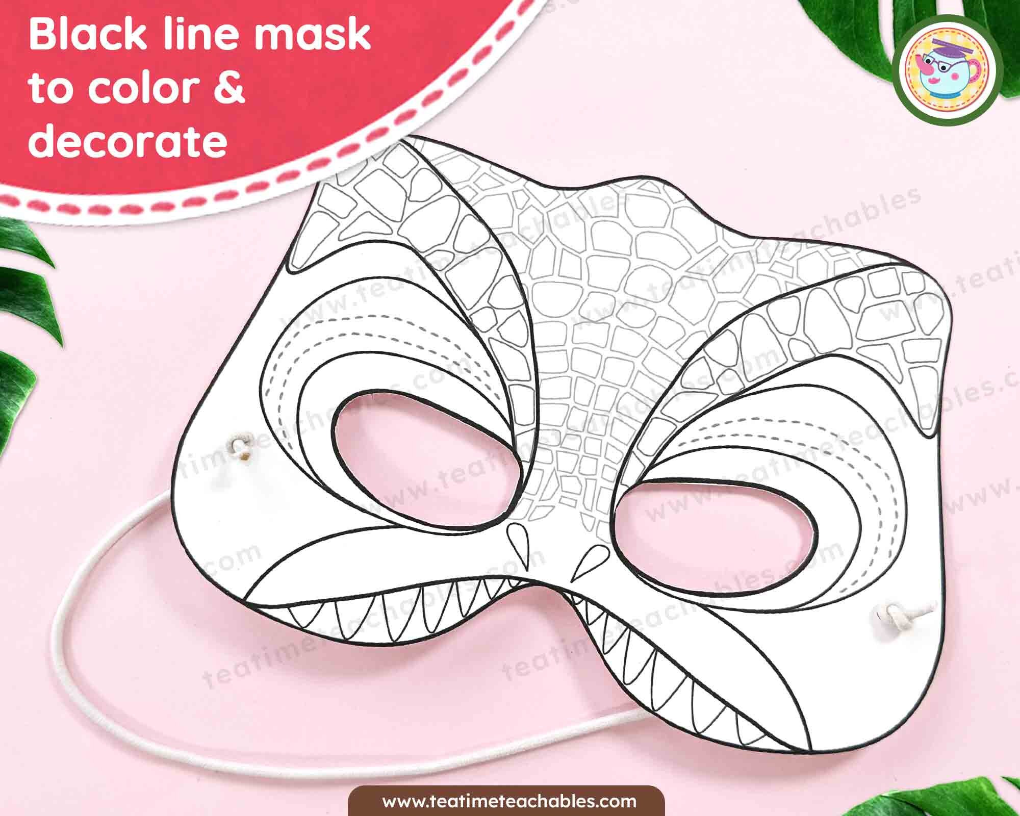 T-REX Dinosaur Mask: Precolored and for Coloring Printable Dinosaur ...