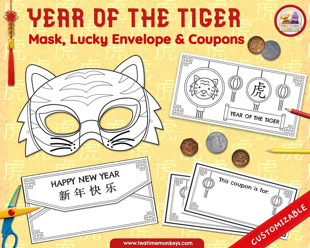 Printable Year of the Tiger Mask & Lucky Envelope With Coupons for ...