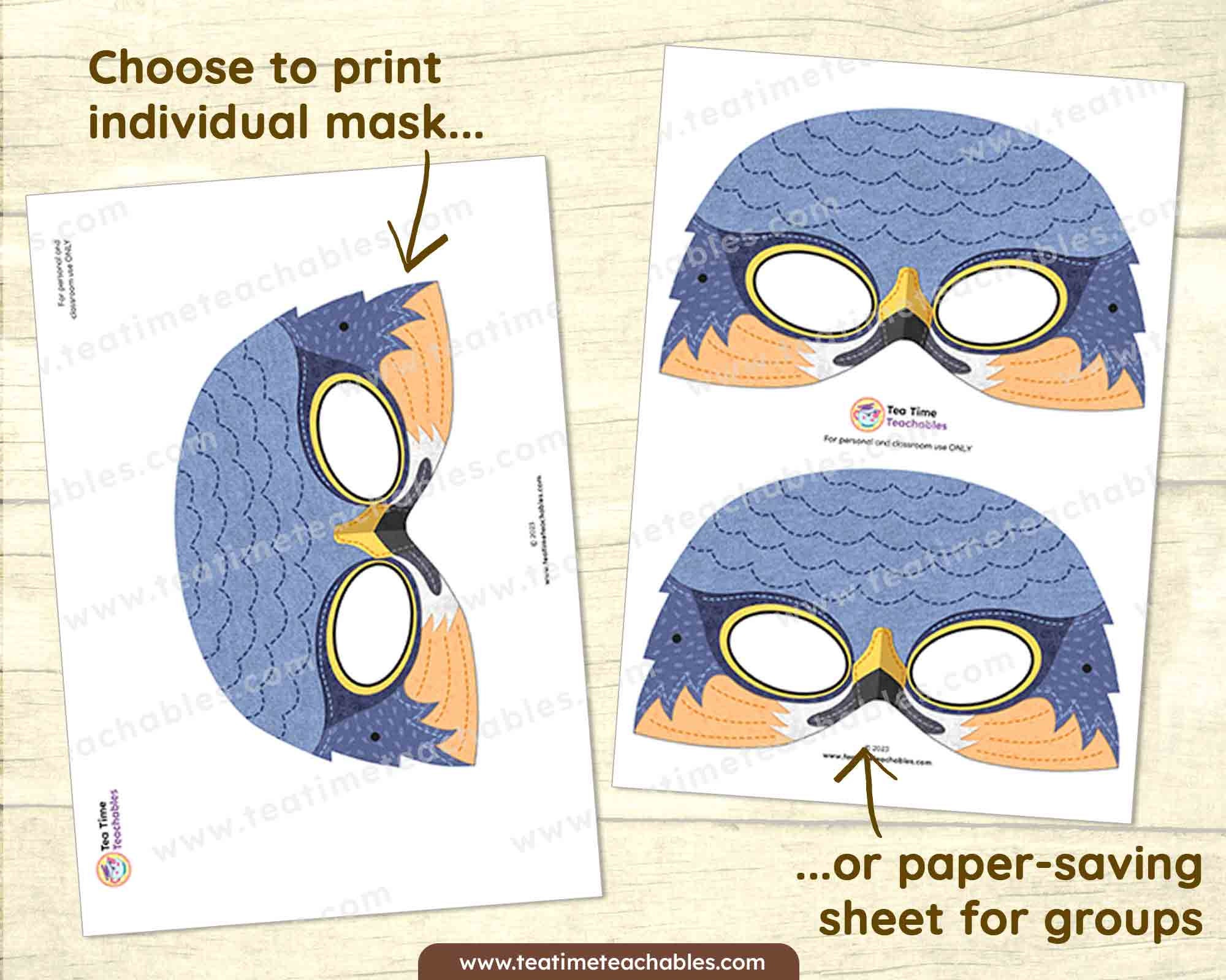 HAWK Mask: Precolored and for Coloring - Printable Mask for Kids - PDF ...