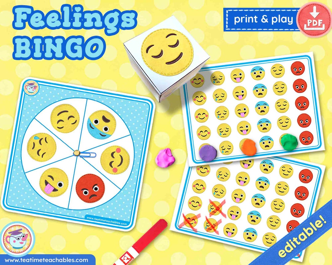 Feelings BINGO Game | Printable Game for Kids | PDF | Educational Game ...