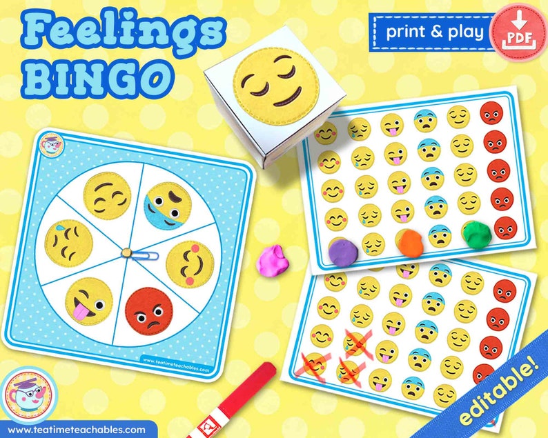 Feelings BINGO Game | Printable Game for Kids | PDF | Educational Game ...