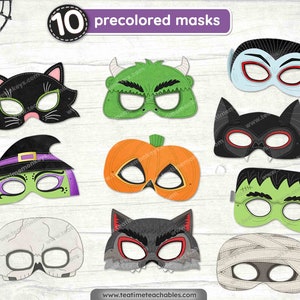 HALLOWEEN Masks for Kids | Ten Printable Masks | Precolored | PDF ...