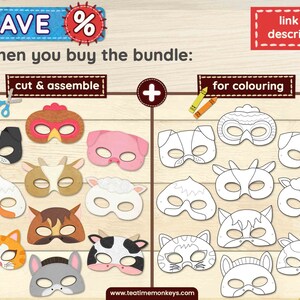 FARM ANIMALS Masks TEN Printable Masks to Colour and - Etsy